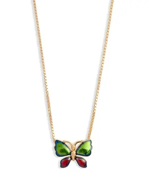 Valentino Garavani Vlogo Flutterby Butterfly Enamel Necklace, 15.5-19.5 - Gold