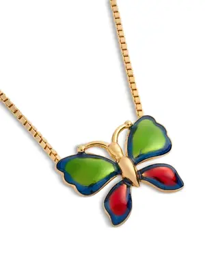 Valentino Garavani Vlogo Flutterby Butterfly Enamel Necklace, 15.5-19.5