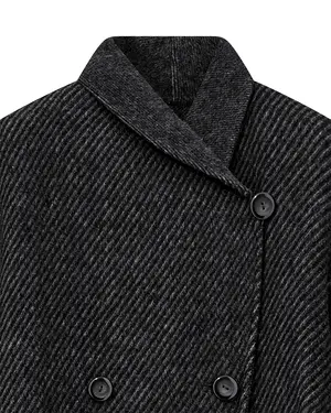 Emporio Armani Wool Blend Shawl Collar Coat - Graphite Grey