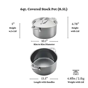 HESTAN Nanobond 6 Qt. Covered Stockpot