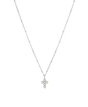 ATOLEA Pearl Cross Necklace - Silver