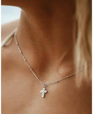 ATOLEA Pearl Cross Necklace - Silver