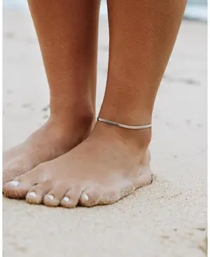 ATOLEA Kauai Herringbone Anklet - Silver