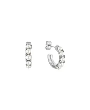 ATOLEA Mini Pearl Huggies Earrings Silver