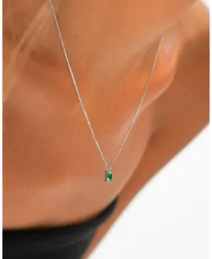 ATOLEA Emerald Necklace - Silver