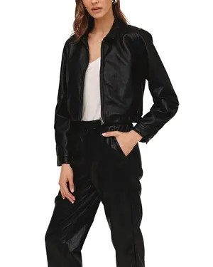 Bella Dahl Faux Leather Cropped Bomber Jacket