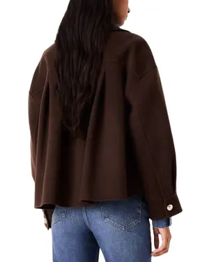 Maje Wool Blend Contrast Collar Jacket