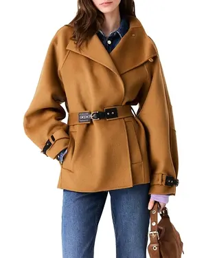 Maje Wool Blend Belted Coat