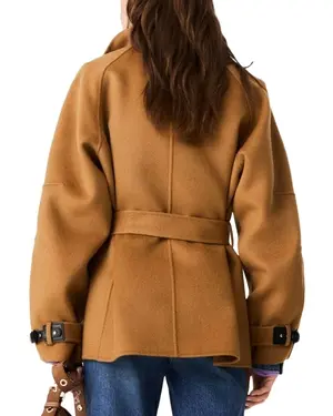 Maje Wool Blend Belted Coat
