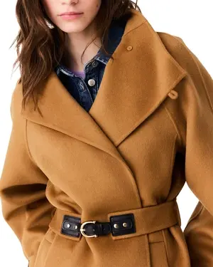 Maje Wool Blend Belted Coat