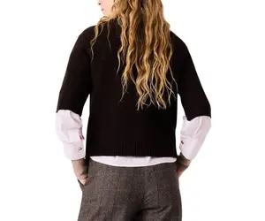Maje Floral Embroidered Wool Blend Sweater