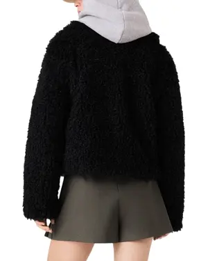 Maje Faux Fur Long Sleeve Short Coat
