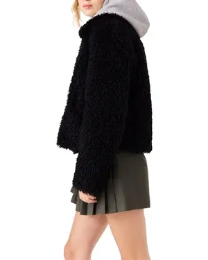 Maje Faux Fur Long Sleeve Short Coat