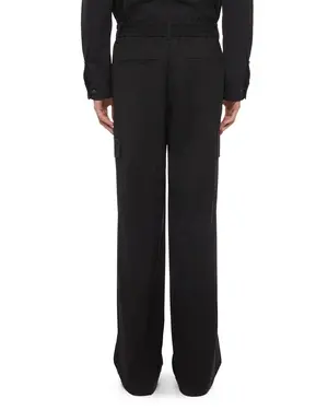 Helmut Lang Utility Relaxed Fit Wide Leg Wool Pants