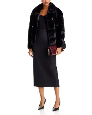 Aqua Embellished Faux Fur Coat Exclusive