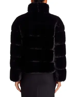 Aqua Embellished Faux Fur Coat Exclusive
