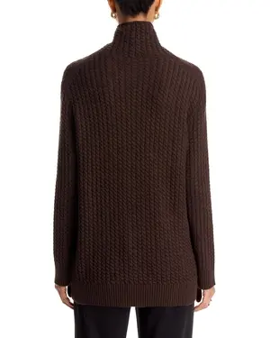 Lafayette 148 New York Cashmere Cable Knit Stand Collar Sweater