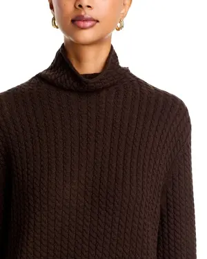 Lafayette 148 New York Cashmere Cable Knit Stand Collar Sweater