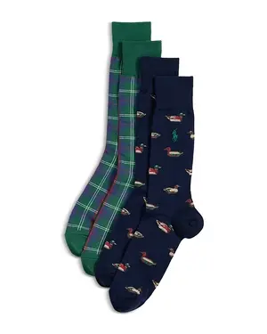 Polo Ralph Lauren Polo Ralph. Lauren Plaid & Critters Crew Socks, Pack Of 2