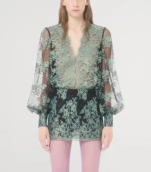 Valentino Garavani Lace Long-sleeve Blouse