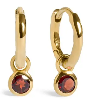 Monica Vinader Gold Vermeil And Garnet January Birthstone Huggie Earrings - Red