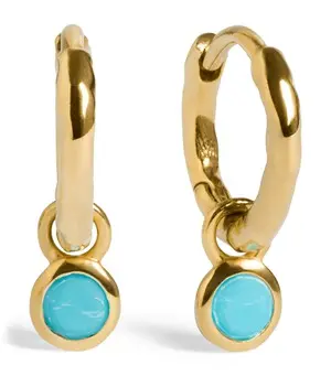 Monica Vinader Gold Vermeil And December Birthstone Huggie Earrings - Turquoise
