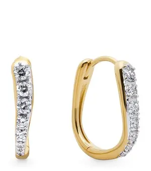 Monica Vinader Small Vermeil And Diamond Riva Hoop Earrings - Gold