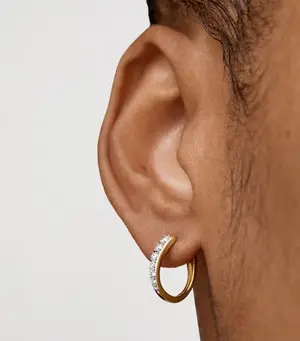 Monica Vinader Small Vermeil And Diamond Riva Hoop Earrings