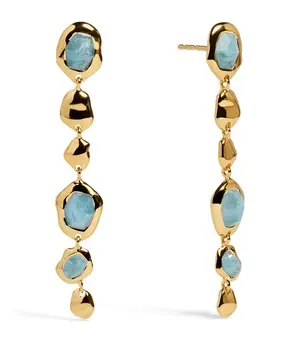 Monica Vinader Gold Vermeil And Aquamarine Odyssey Drop Earrings - Blue