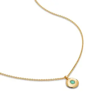 Monica Vinader Gold Vermeil And Emerald May Birthstone Necklace