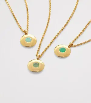 Monica Vinader Gold Vermeil And Emerald May Birthstone Necklace