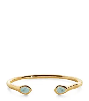 Monica Vinader Gold Vermeil And Aquamarine Odyssey Cuff Bracelet - Blue