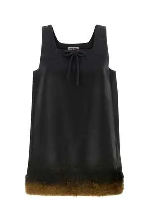 Miu Miu Dark Grey Wool Blend Mini Dress - Gray