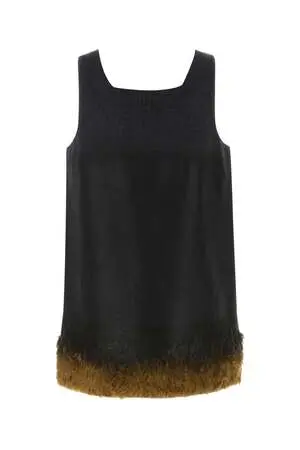 Miu Miu Dark Grey Wool Blend Mini Dress