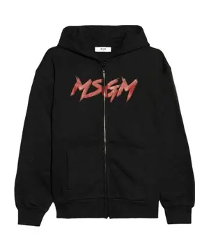 MSGM Long-sleeve Hooded Sweatshirt - Black