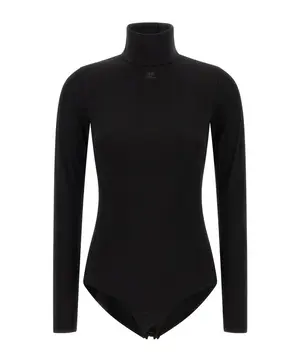 COURREGES Jersey Mockneck Bodysuit - Black