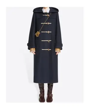 Dries Van Noten Ruffle Hooded Duffle Coat