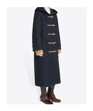 Dries Van Noten Ruffle Hooded Duffle Coat
