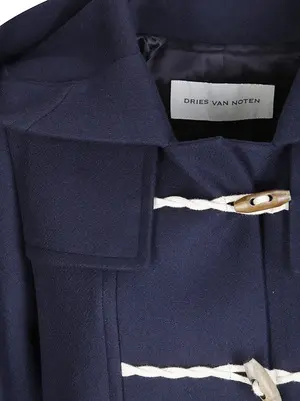 Dries Van Noten Ruffle Hooded Duffle Coat