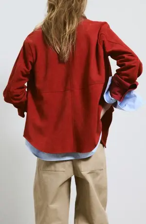 Mango Oversized Suede Leather Shirt