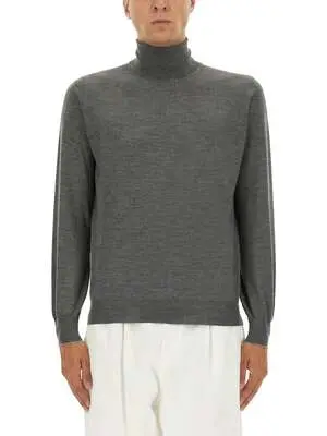 Brunello Cucinelli Turtleneck Sweater In Virgin Wool & Cashmere - Grey