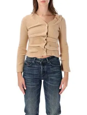 DIESEL® Button-front V-neck Cardigan Sweater - Beige