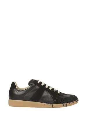 MAISON MARGIELA Low-top Leather And Suede Sneakers - Black