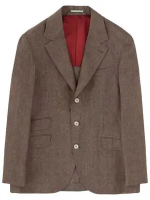 Brunello Cucinelli Single-breasted Linen Jacket - Brown