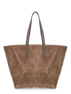 Brunello Cucinelli Maxi Leather Shopping Handbag - Brown