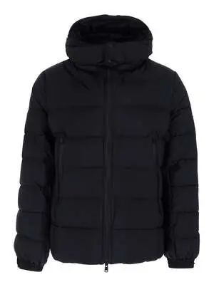 TATRAS Borbore Down Jacket With Removable Hood, Logo Sleeve Patch & Tech Fabric - Black