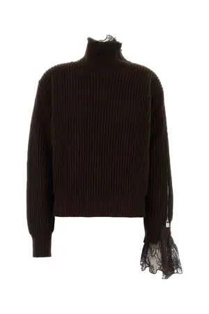 Giuseppe Di Morabito Zip-up Sweater With Lace Details - Brown