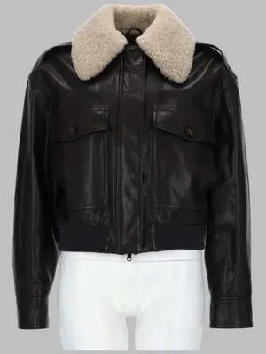 Brunello Cucinelli Dark Leather Bomber Jacket - Brown