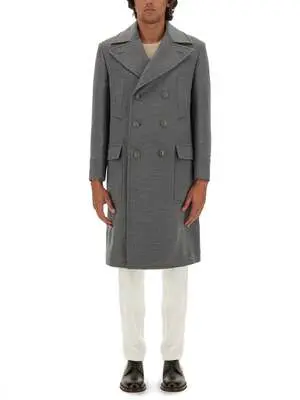 Brunello Cucinelli Double-breasted Overcoat Jacket, Oversize Fit - Grey