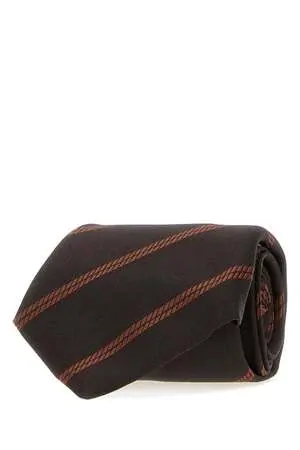 Brunello Cucinelli Embroidered Silk Tie, 8 Cm - Stripped